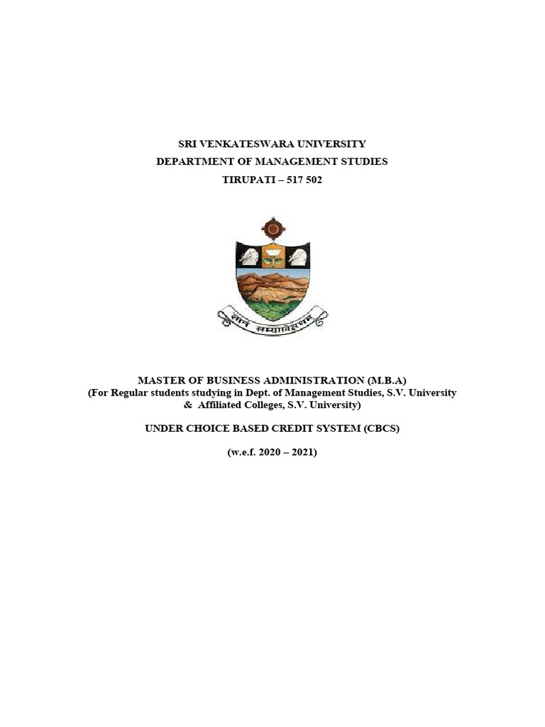 Mba CBCS Syllabus 200 2021 | PDF | Human Resource Management | Marketing