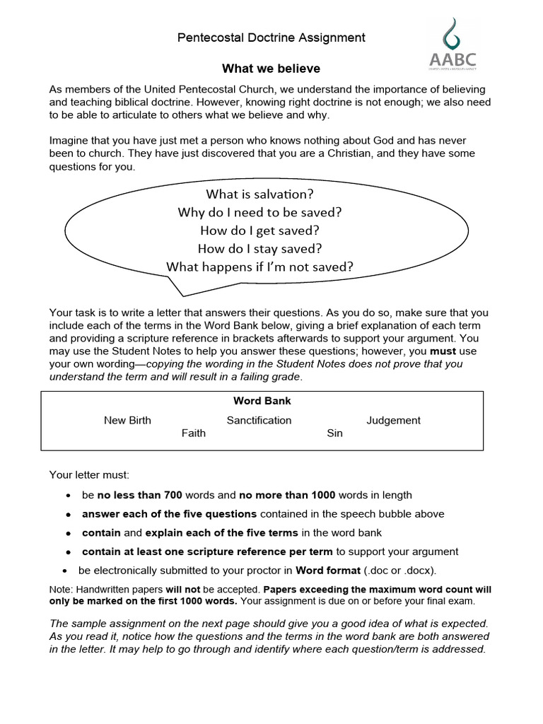 Assignment - Pentecostal Doctrine | PDF | God | Worship