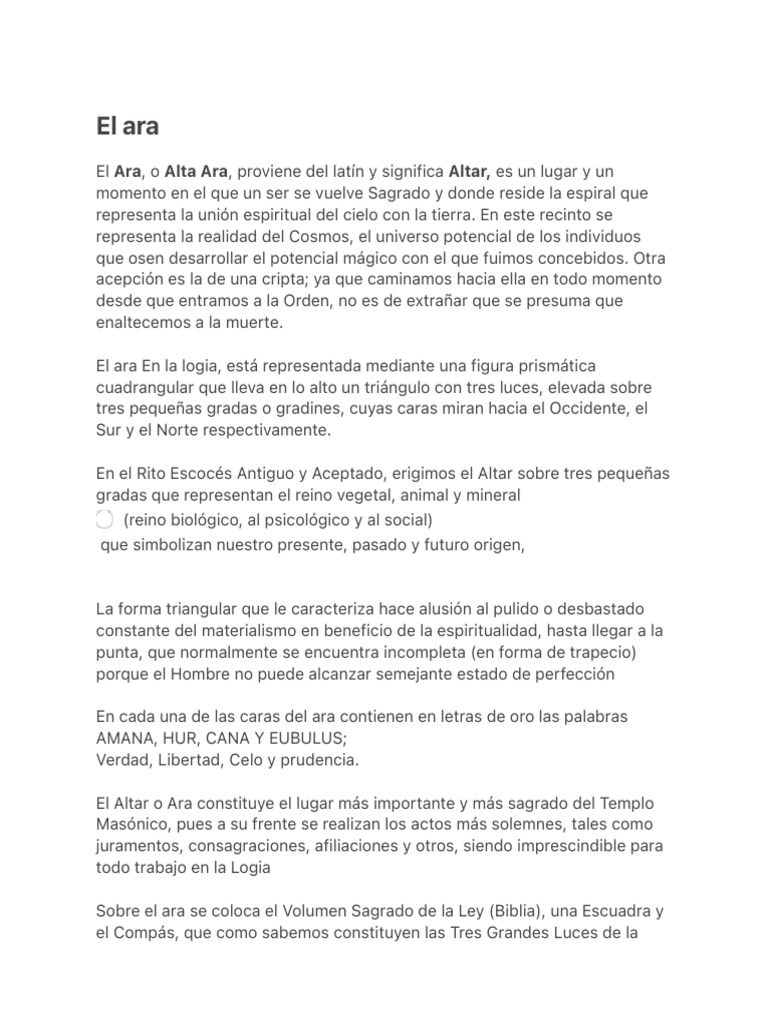 El Ara | PDF | Altar | Masonería