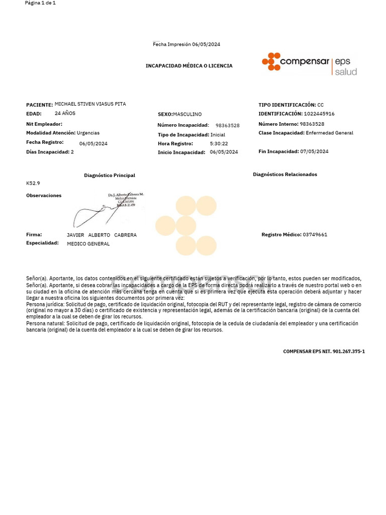 MICHAEL VIASUS incapacidad-compensar.pdf | PDF