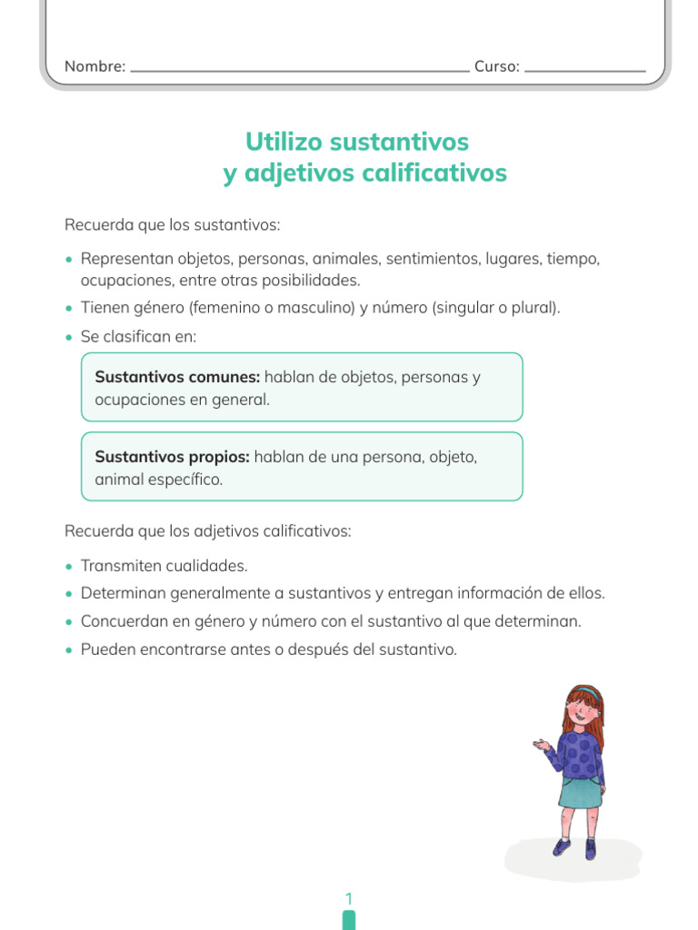 Sustantivos y Adjetivos en Español | PDF | Estudios de idiomas ...
