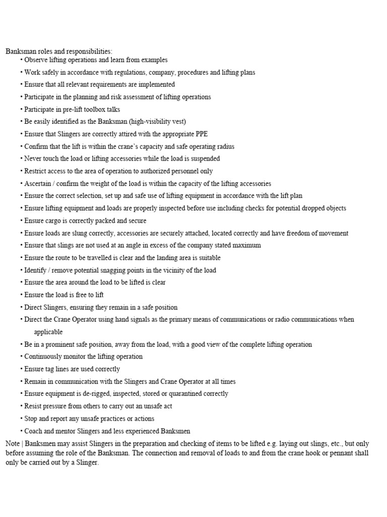 Banksman Roles and Responsibilities | PDF | Crane (Machine ...