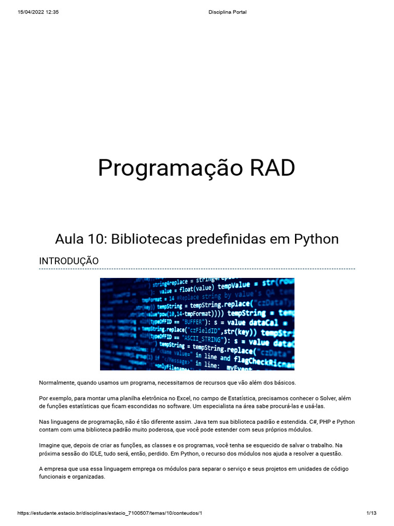 Bibliotecas Predefinidas em Python | PDF | Python (linguagem de ...