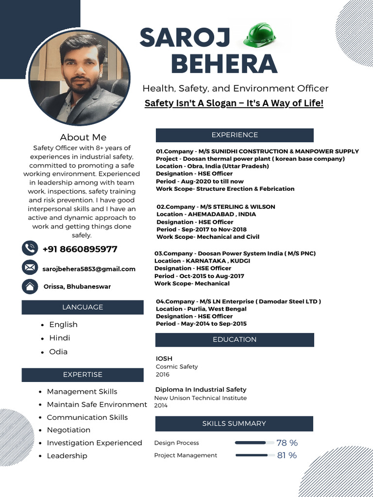 Saroj Behera (Safety Officer) CV Resume | PDF