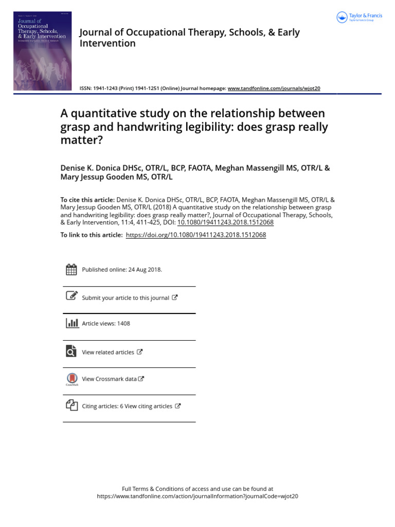 A Quantitative Study On The Relationship Between Grasp and Handwriting ...
