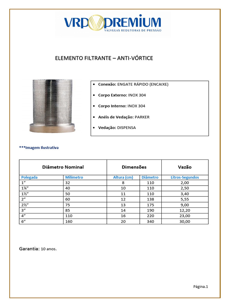 Elemento Filtrante Anti-Vórtice Inox 304 | PDF | Setor secundário da ...