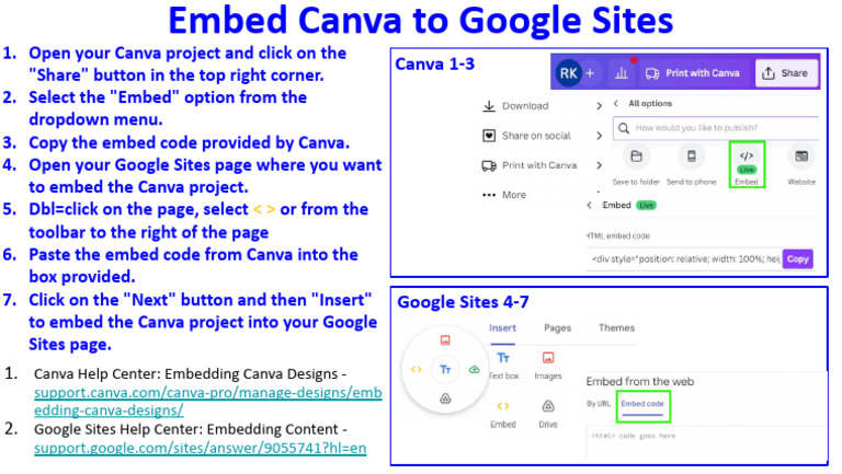Embed Canva Projects in Google Sites | PDF