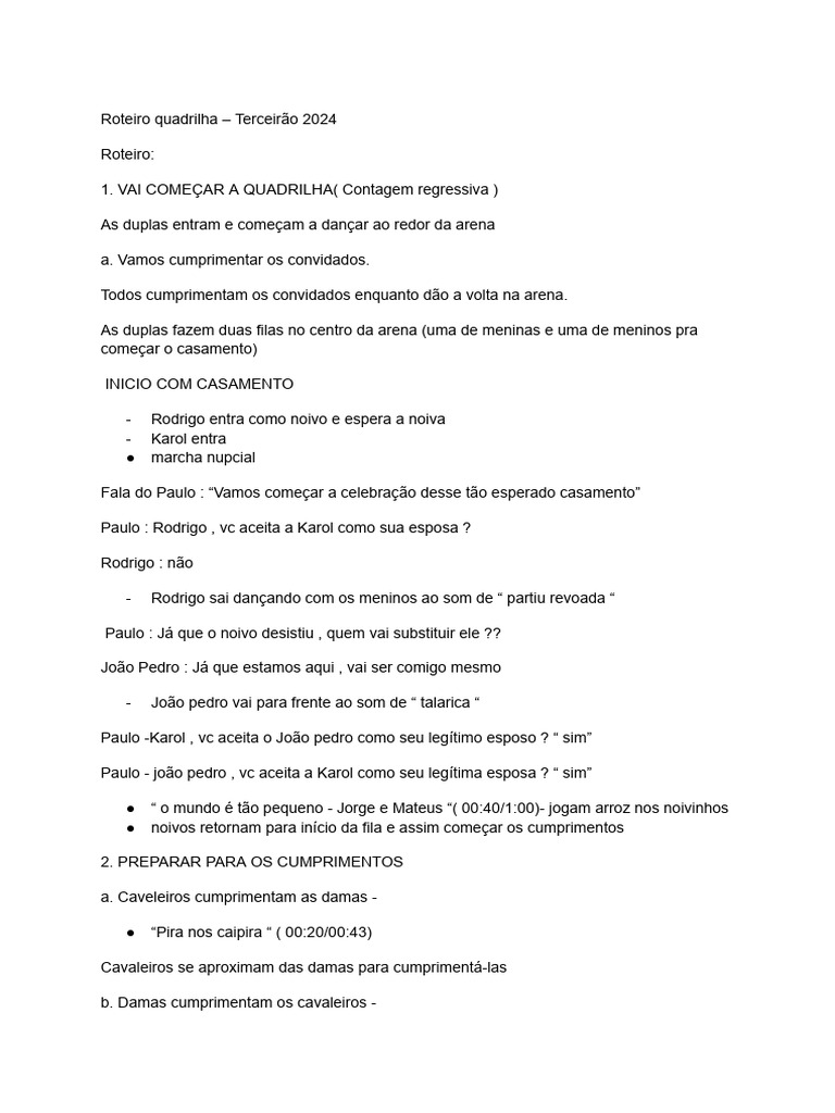 Roteiro Festa Junina Festival | PDF