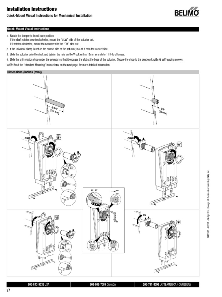 Belimo EF Installation-Instructions En-Us | PDF | Electric Motor | Actuator