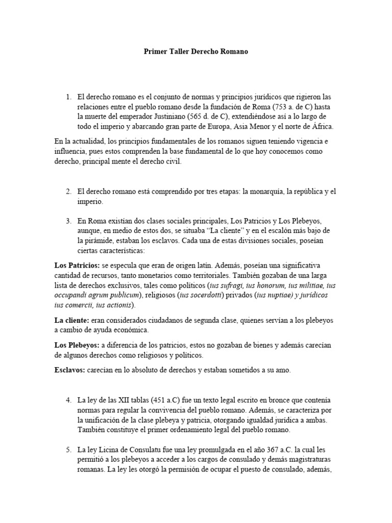 Introducción al Derecho Romano y sus Leyes | PDF | Roma antigua ...