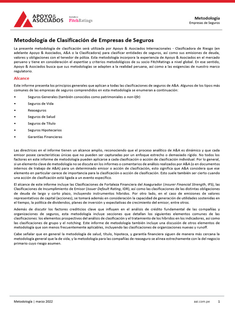 Metodología Seguros 032022 | PDF | Seguro | Reaseguro