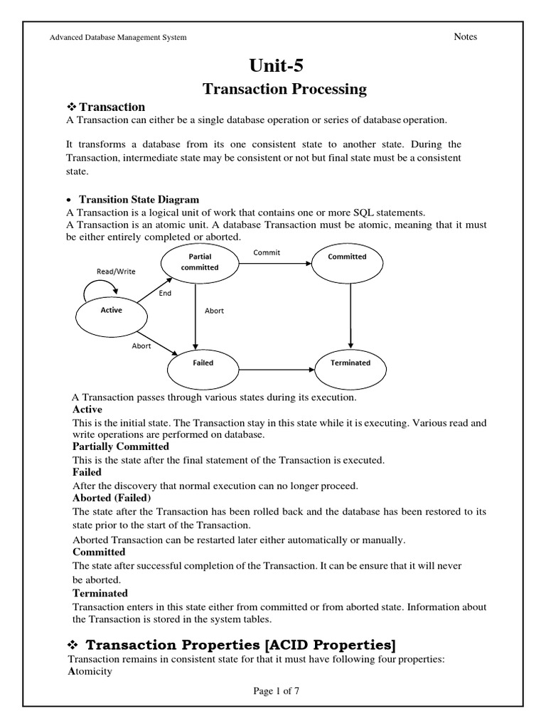 Unit-5 | PDF | Database Transaction | Databases
