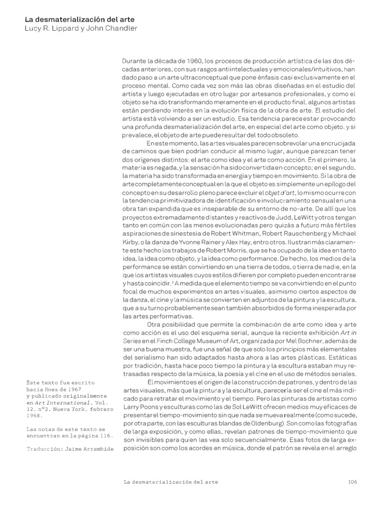 Lippard_Chandler_La desmaterialización del arte | PDF | Estética | Arte ...