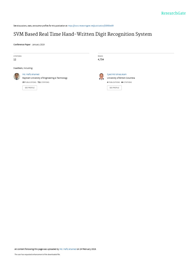 SVM Real-Time Handwritten Digit Recognition | PDF | Support Vector ...