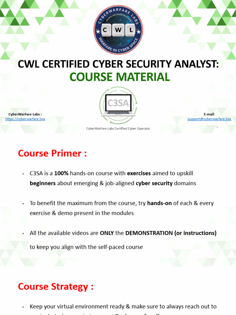 CyberWarFare Labs: C3SA Course Overview | PDF | Security | Computer ...
