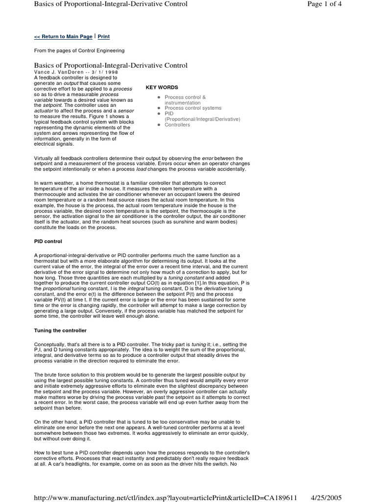 PID Control Fundamentals Explained | PDF | Production And Manufacturing ...