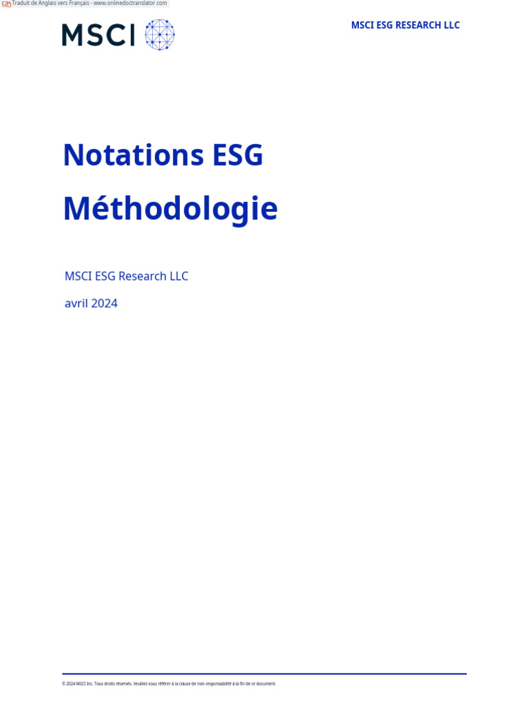 MSCI ESG Ratings Methodology | PDF | Business | Environnement naturel