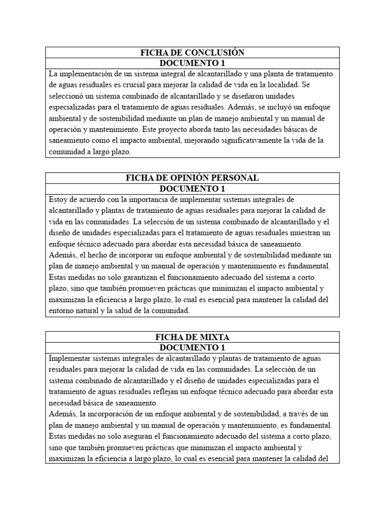 Fichas Nuevas | PDF | Alcantarillado | Saneamiento