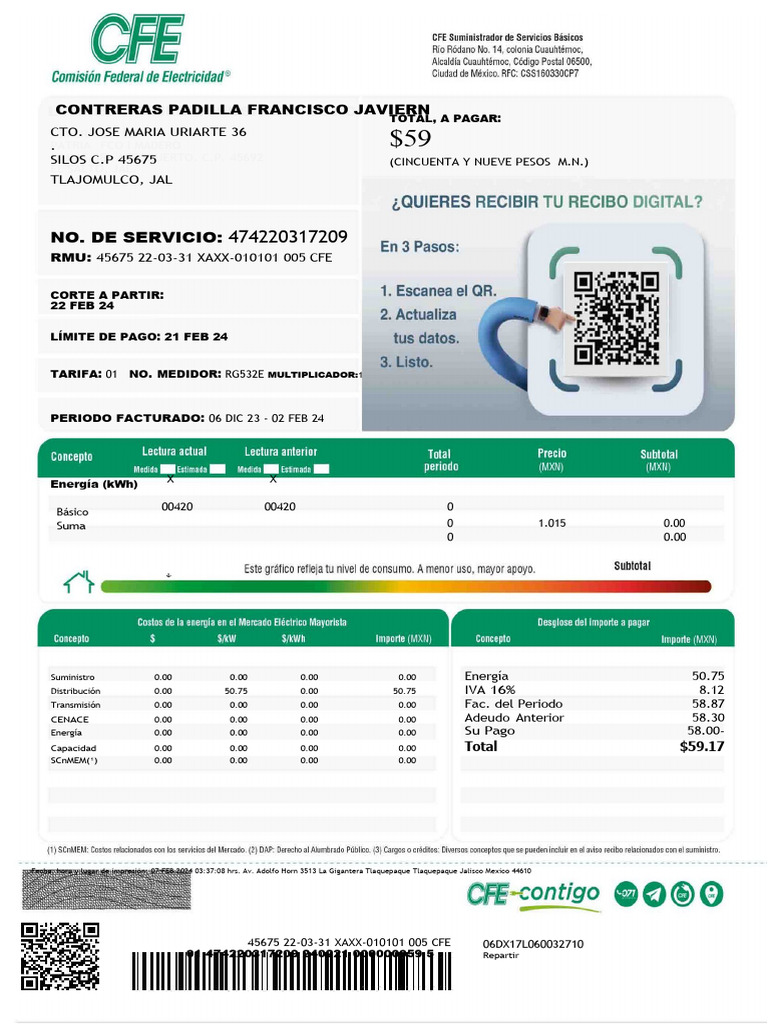 Recibo de Luz Editable | PDF