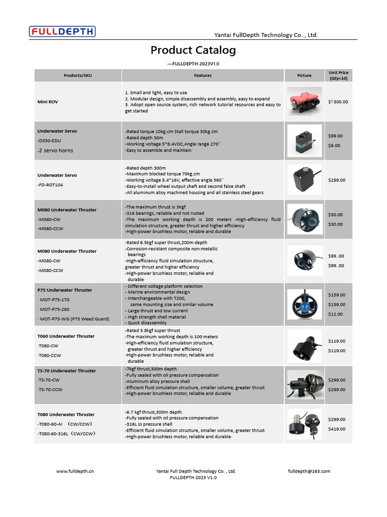 Yantai FullDepth 2023 Product Catalog | PDF | Technology & Engineering