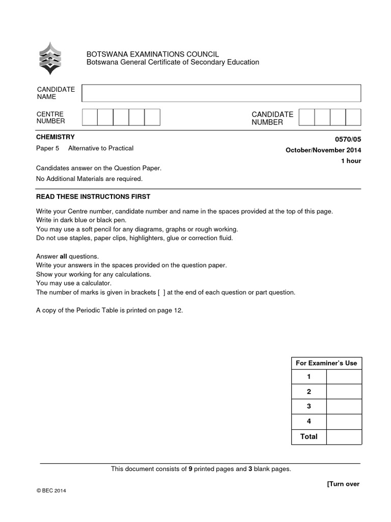 2014 BGCSE Chemistry Paper 5 - 092416 | PDF | Titration | Chemistry