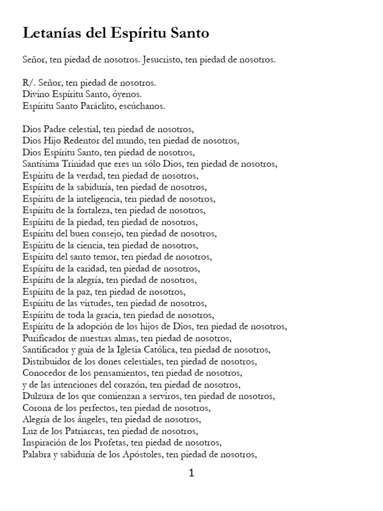 Letanías Del Espíritu Santo | PDF | Pecado | Cristo (título)