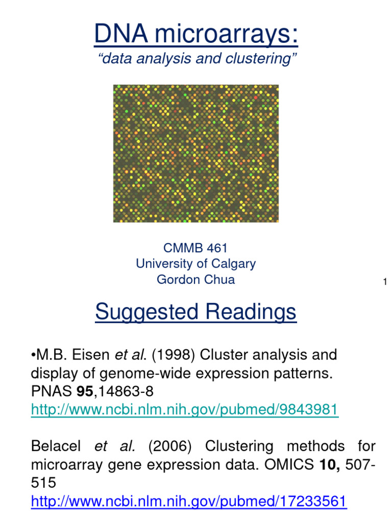 CMMB 461 Dna Microarray 2 2019 For D2L | PDF | Cluster Analysis | Transcriptome
