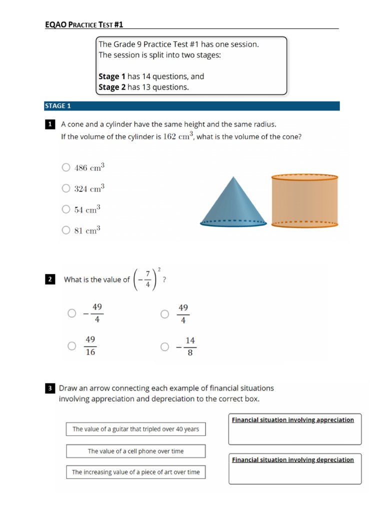 EQAO Practice Test #1 | PDF