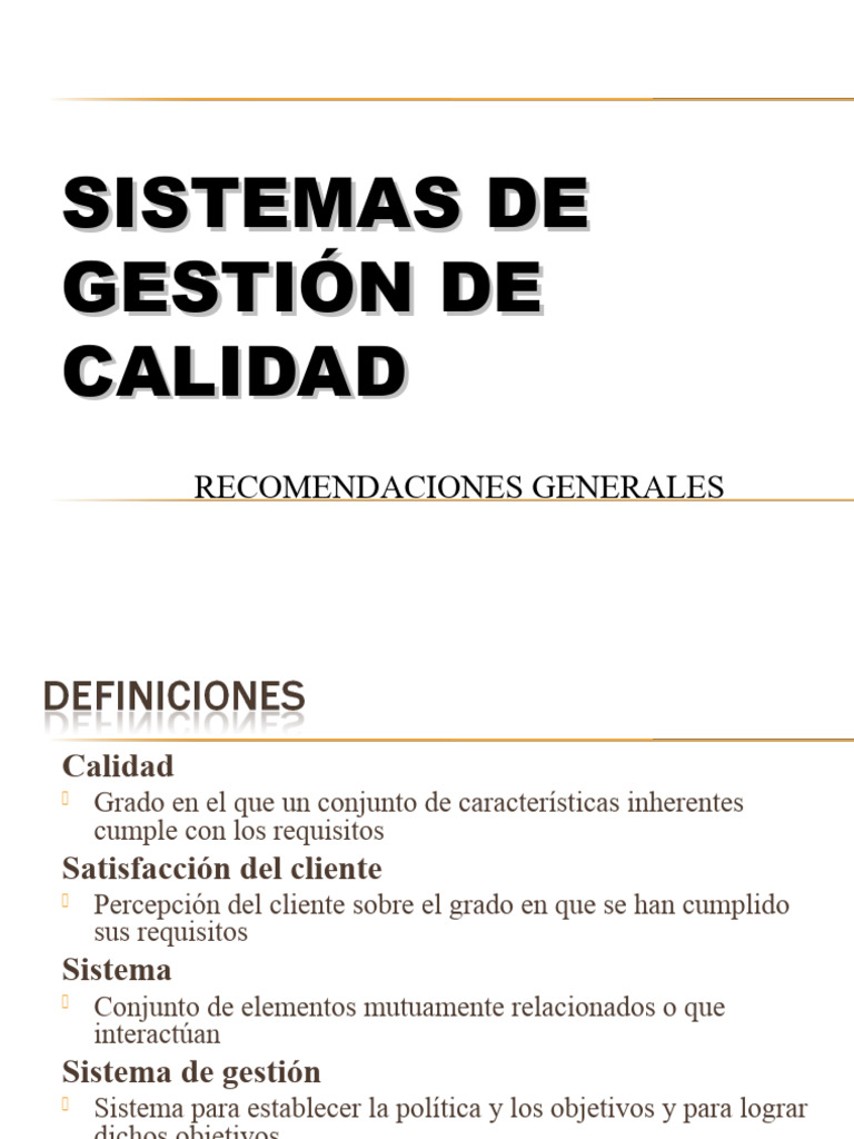 Recomendaciones para Sistemas de Calidad | PDF | Calidad (comercial ...