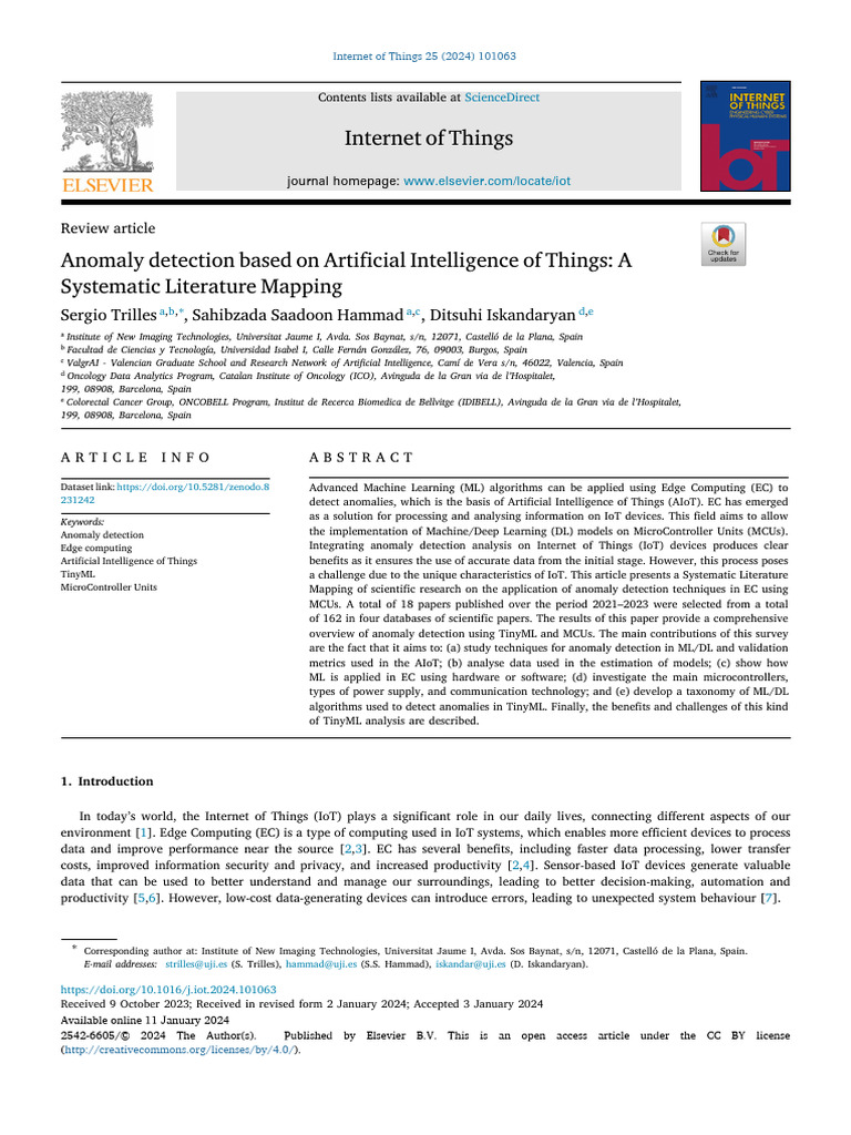 TinyML-Based AnomalyDetection LitReview | Download Free PDF | Machine Learning | Internet Of Things