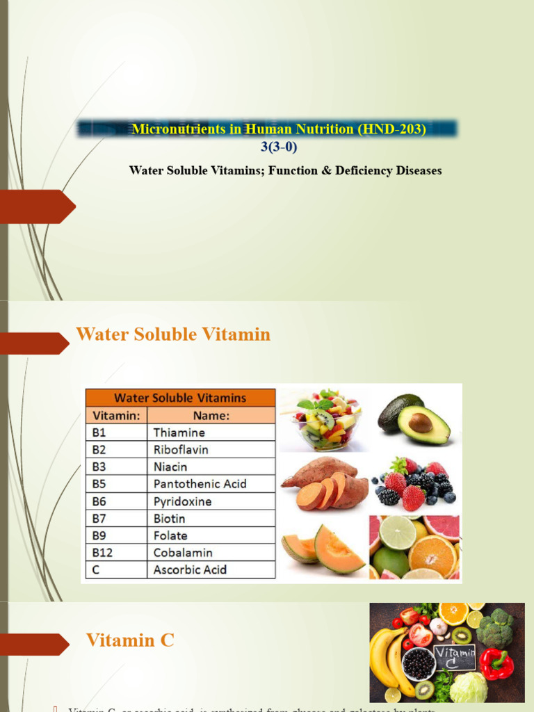 Water Soluble Vitamins (C) | PDF | Vitamin C | Antioxidant