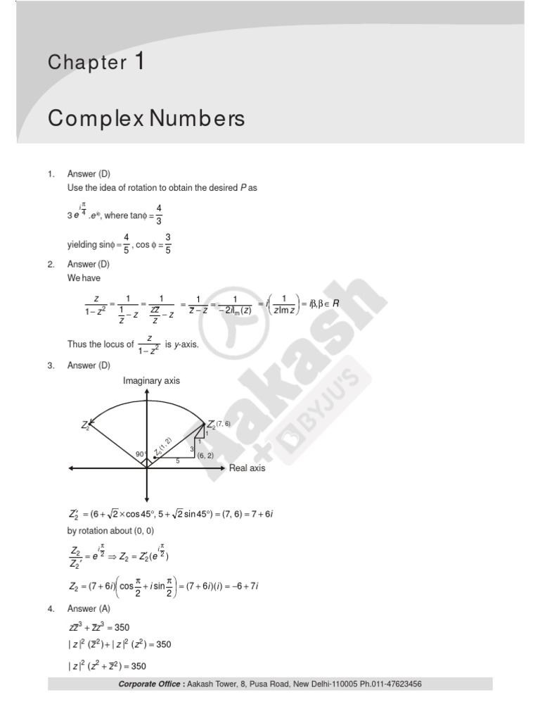 M - Sol - Ch-01 - Complex Numbers | PDF | Euclid | Mathematics