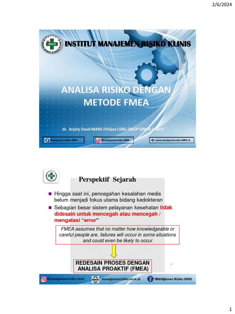 Analisa Risiko Dengan Metode FMEA | PDF