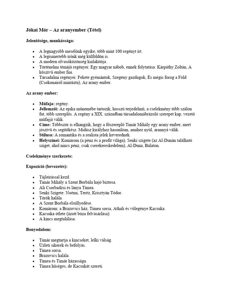 Jókai Mór Az Aranyember | PDF