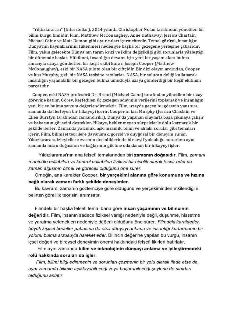 Yıldızlararası Felsefi Inceleme | PDF