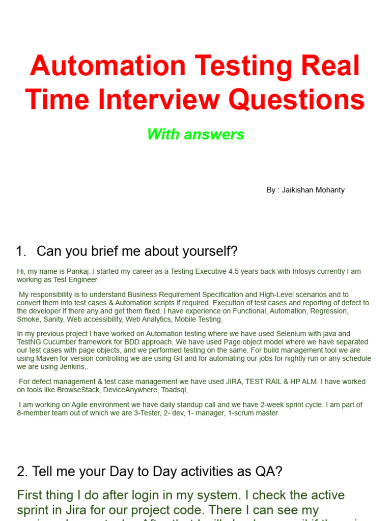 Automation Testing Real Time Interview Questions | PDF | Method ... Automation Testing Real Time Interview Questions | PDF | Method ...