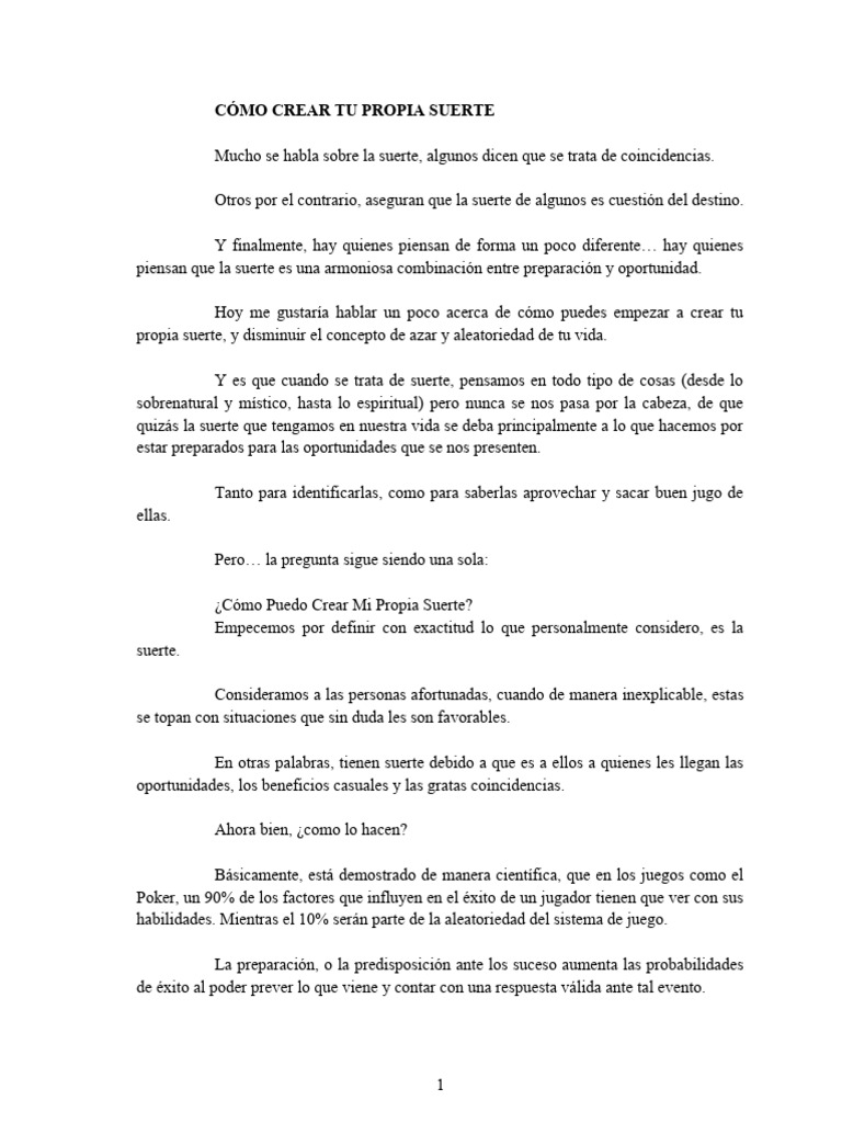 Cómo Crear Tu Propia Suerte | PDF | Suerte | Aleatoriedad