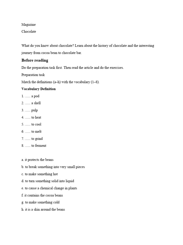 Journey of Chocolate: From Bean to Bar | PDF | Chocolate | Cocoa Bean