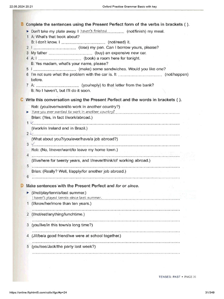 Oxford Practice Grammar Basic With Key 7 | PDF