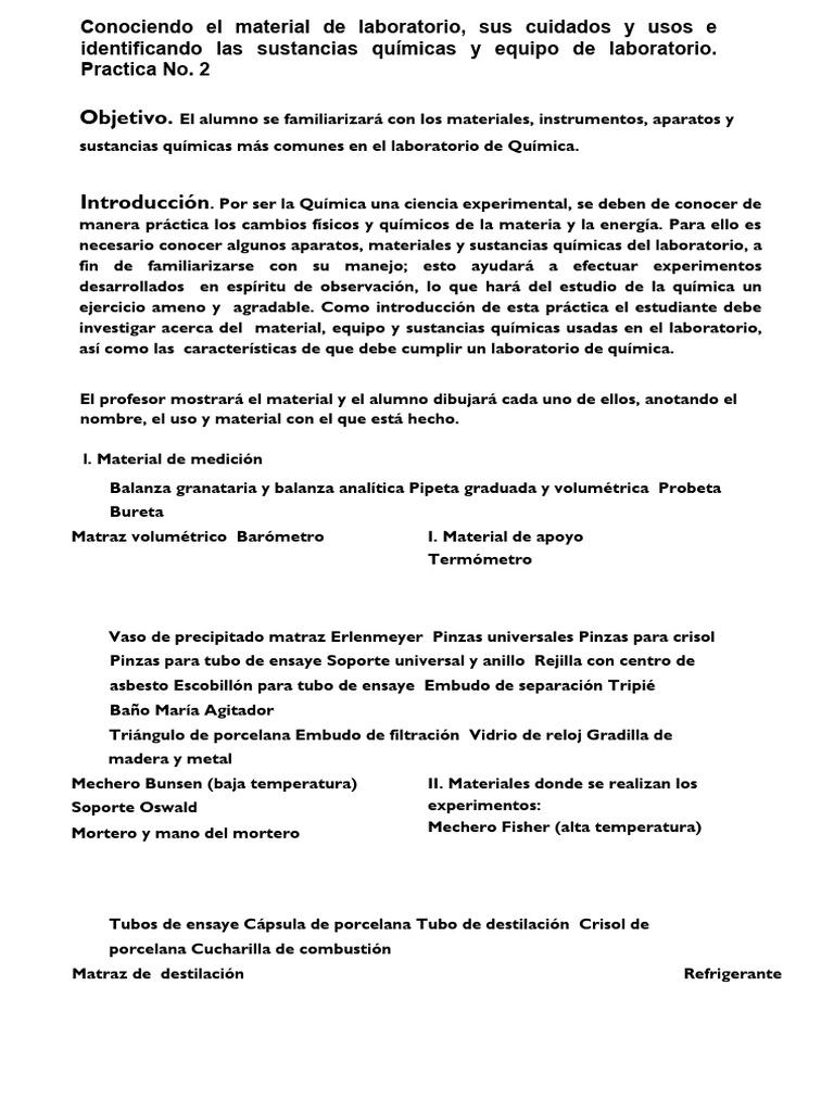 Materiales y Usos en Laboratorio Químico | PDF | Laboratorios | Química