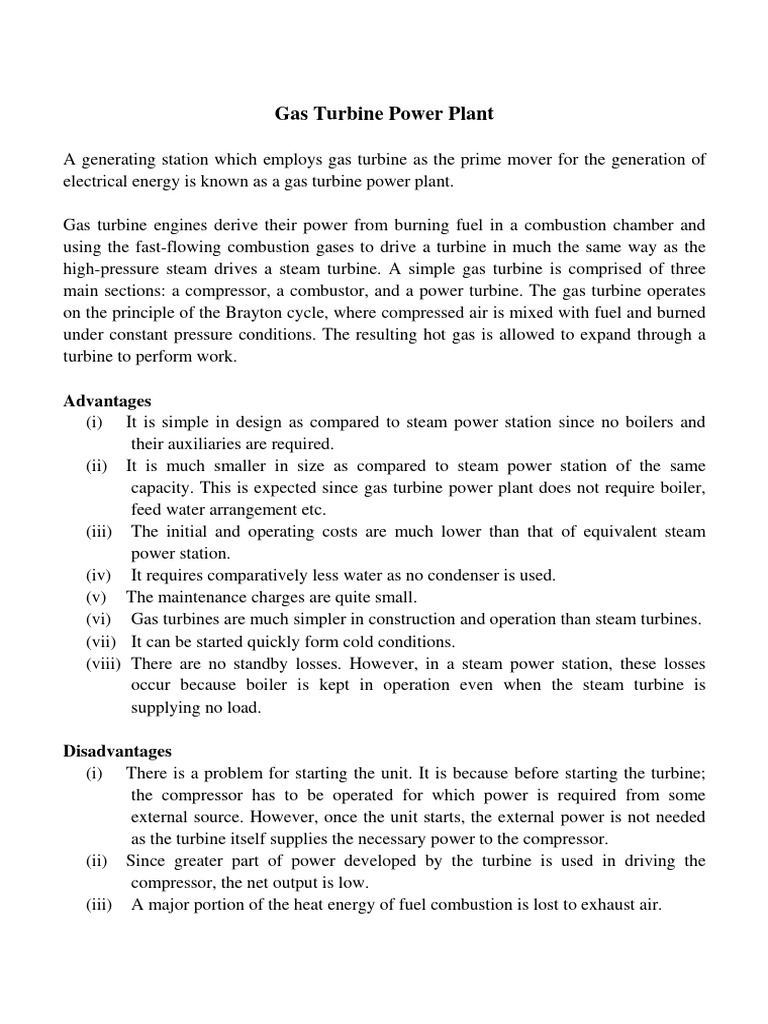 Gas Turbine Power Plant Overview | PDF | Gas Turbine | Engines