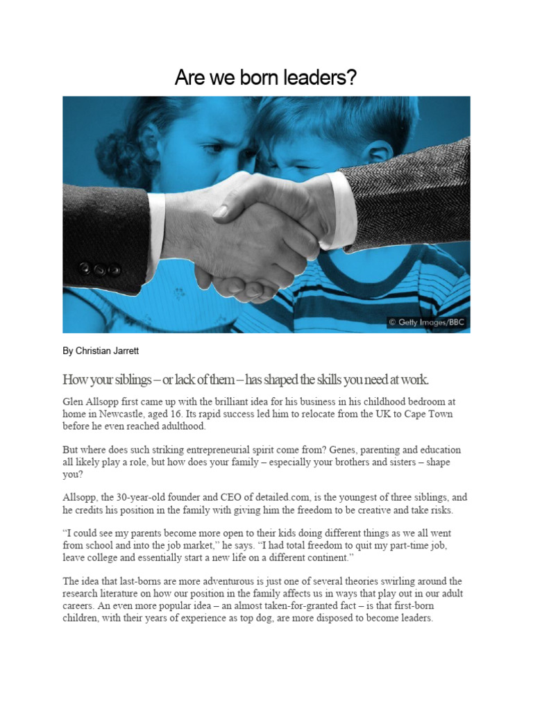 Are We Born Leaders | PDF | Sibling | Social Psychology