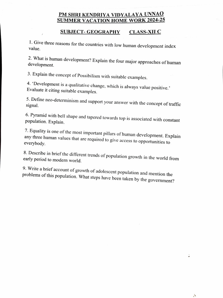 XII C Geography Summer Holiday Homework | PDF | Geographic Information ...