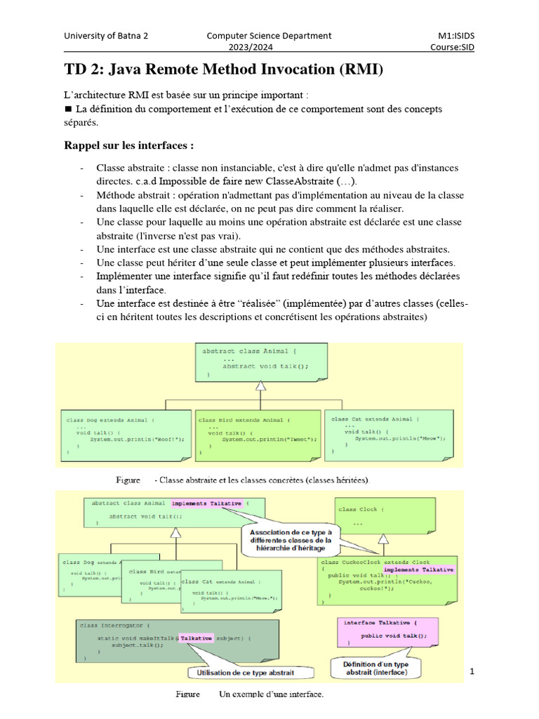 TD 2 | PDF | Java (Langage de programmation) | Interface (Informatique)