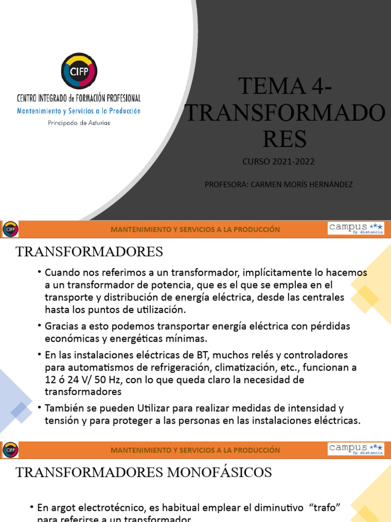 Tema 4 - Transformadores | PDF | Transformador | Inductor