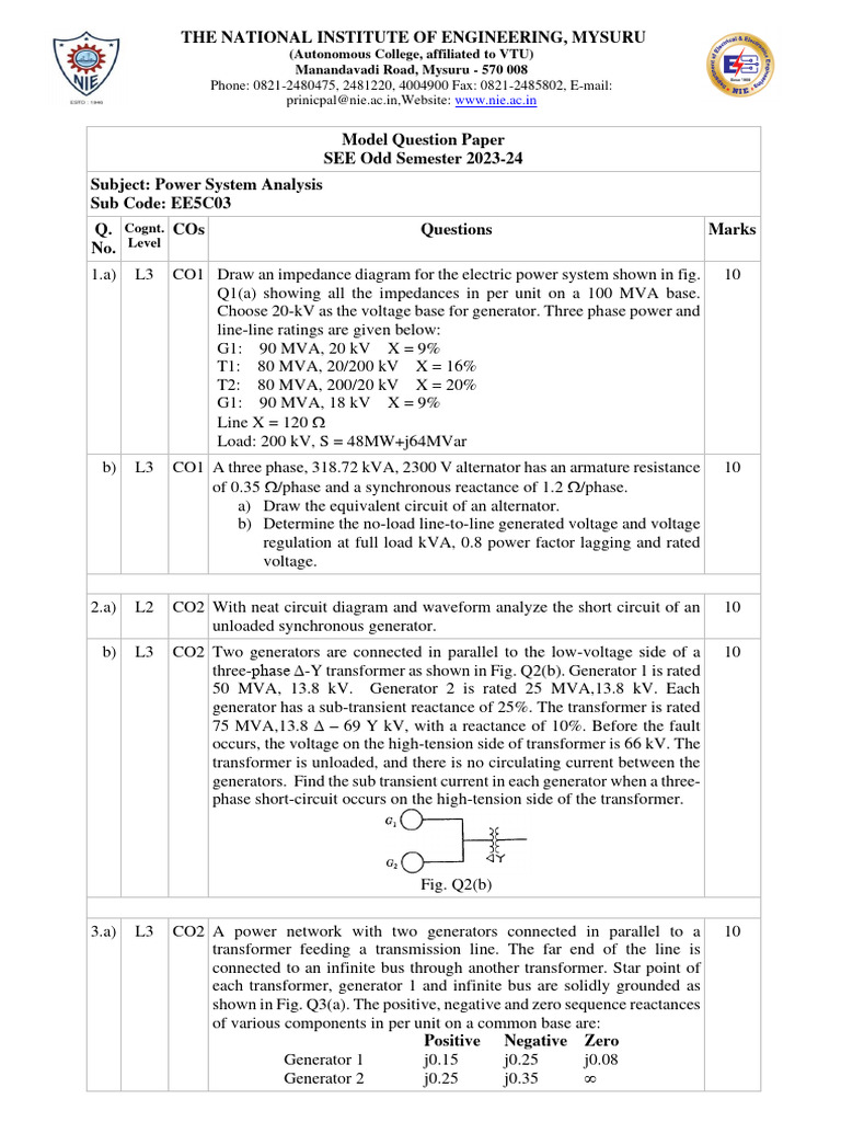 PSA MODEL 2023-24 | PDF | Transformer | Electrical Impedance