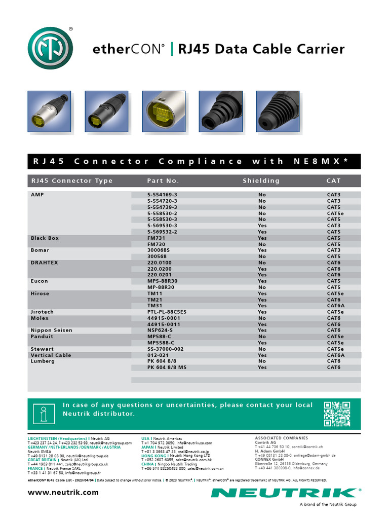 etherCON Compatible RJ45 Connectors | Download Free PDF | Physical ...