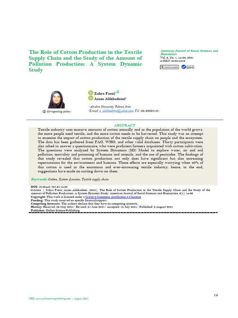 The Role of Cotton Production in The Textile Suppl | PDF | Agriculture ...