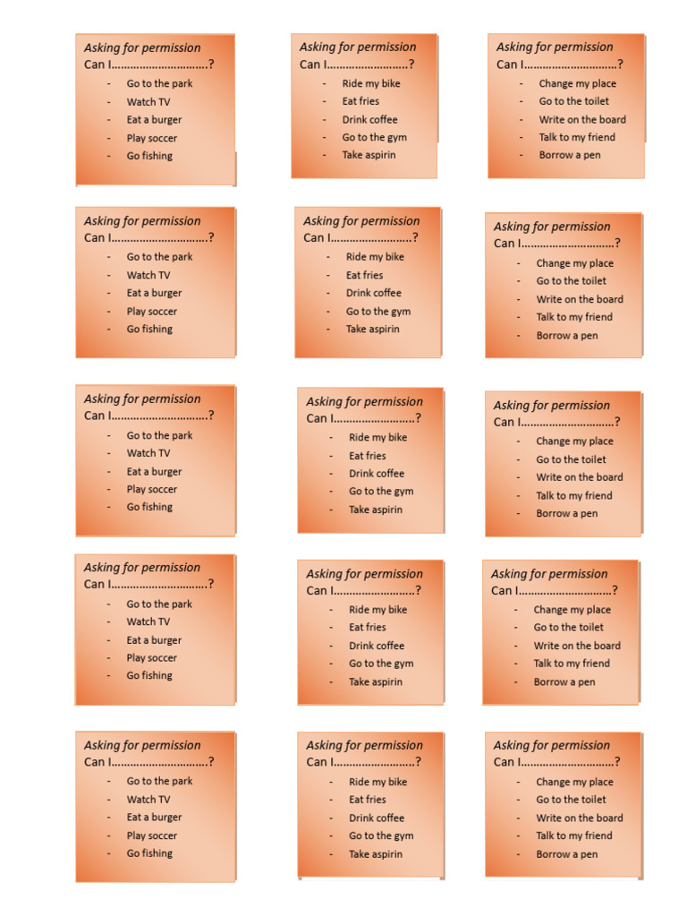 Permission Cards | Download Free PDF | Cuisine | Foods