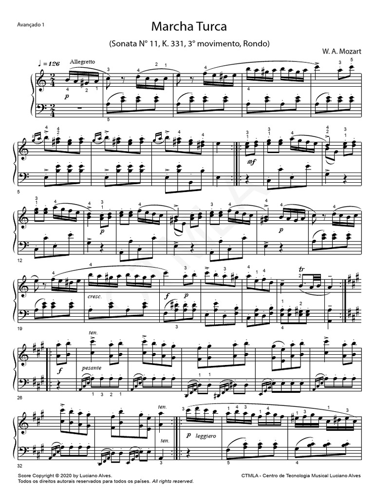 Marcha Turca, Mozart (Luciano Alves) | PDF